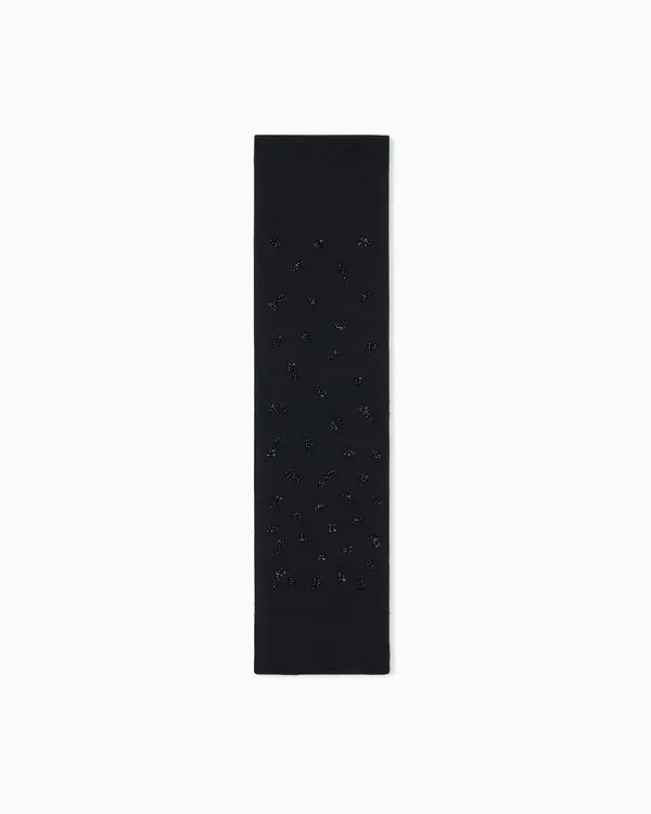 Armani Exchange Scarf In A Knitted Viscose-blend - Black