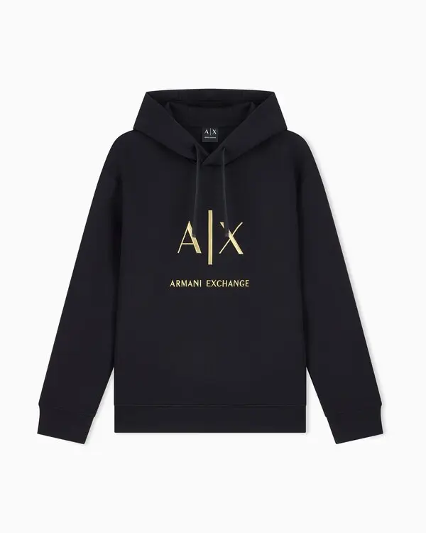 Armani Exchange Bonded Stretch Cotton Hoodie - Black