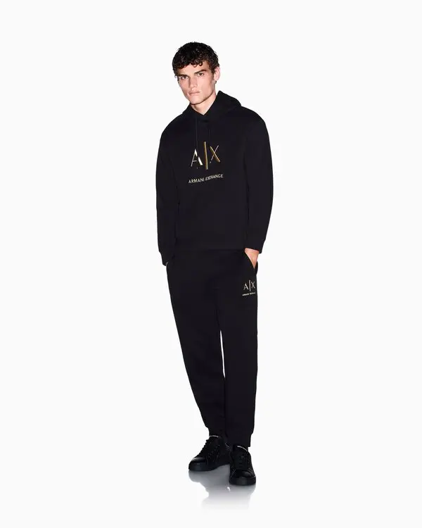 Armani Exchange Bonded Stretch Cotton Hoodie - Black