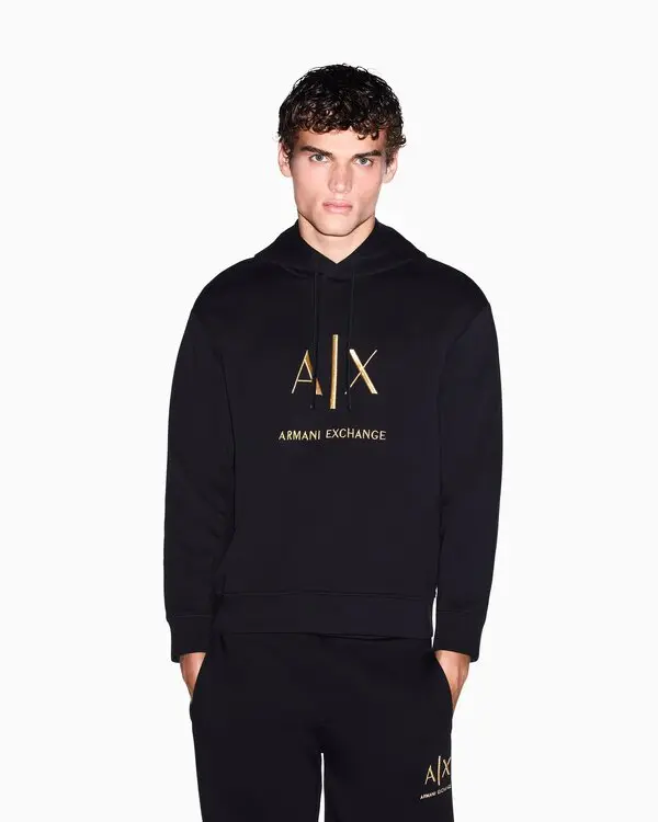 Armani Exchange Bonded Stretch Cotton Hoodie - Black