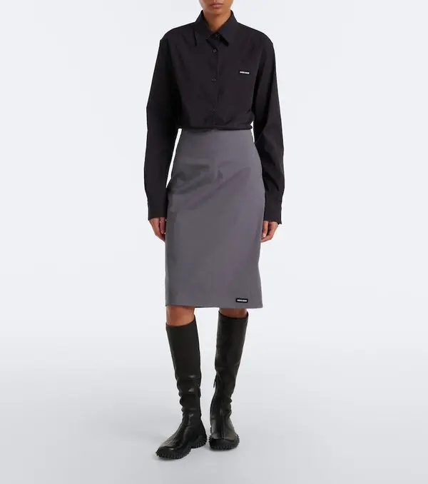 Miu Miu Cotton-blend Poplin Pencil Skirt
