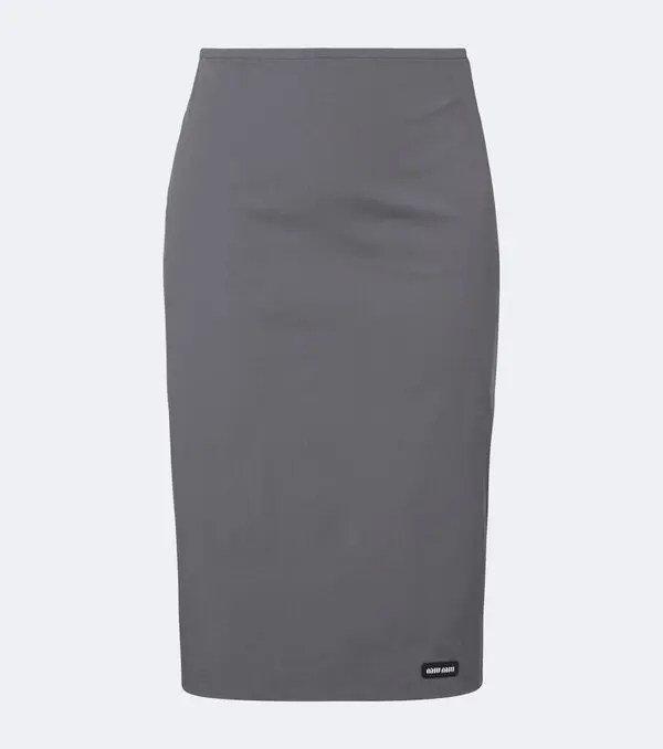 Miu Miu Cotton-blend Poplin Pencil Skirt - Grey