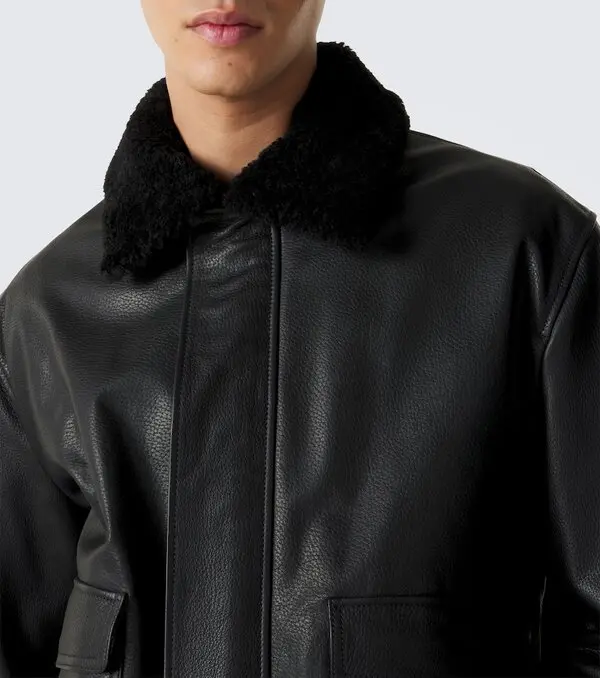 ARMA Bari Teddy-trimmed Leather Blouson Jacket