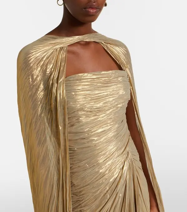 MARMAR HALIM Pleated Caped Bustier Gown
