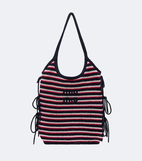 Miu Miu Ivy Crochet Striped Shopper - Multicoloured