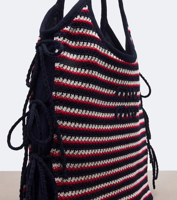 Miu Miu Ivy Crochet Striped Shopper