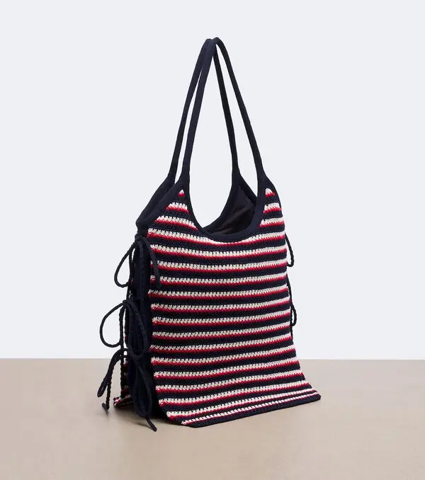 Miu Miu Ivy Crochet Striped Shopper