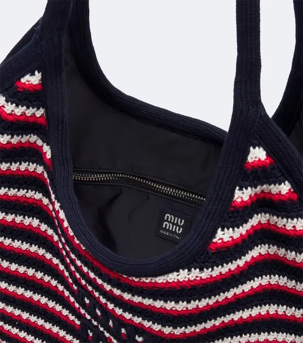 Miu Miu Ivy Crochet Striped Shopper