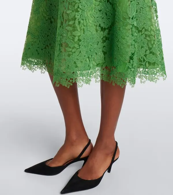 Carolina Herrera Floral Lace Midi Dress