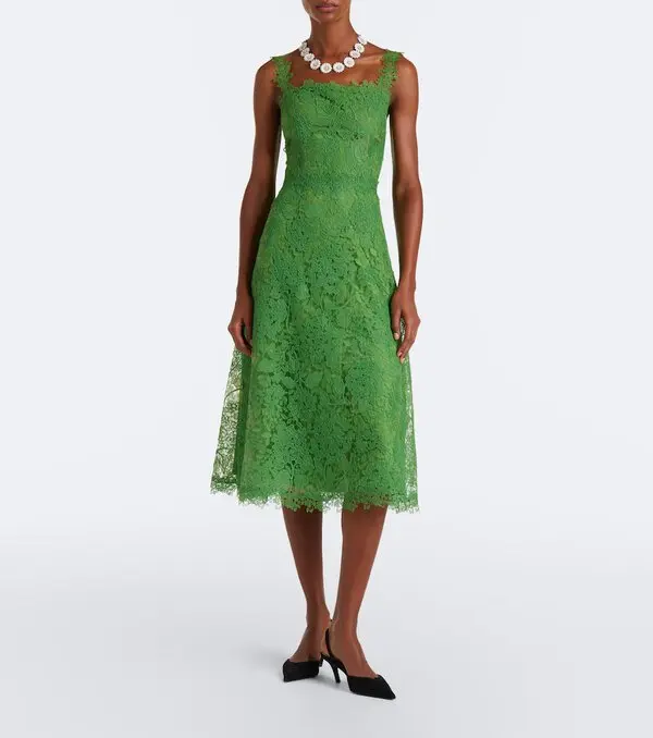 Carolina Herrera Floral Lace Midi Dress