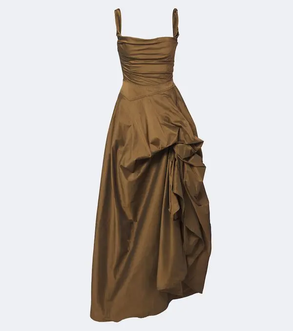 VIVIENNE WESTWOOD Chichi Draped Cotton-blend Bustier Dress - Brown