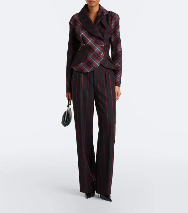 VIVIENNE WESTWOOD Peplum Tartan Wool Jacket