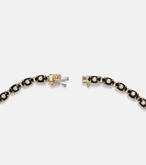 SYDNEY EVAN 14kt Yellow Necklace With Onyx And Diamonds