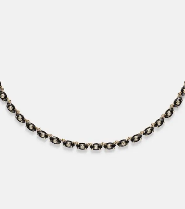 SYDNEY EVAN 14kt Yellow Necklace With Onyx And Diamonds