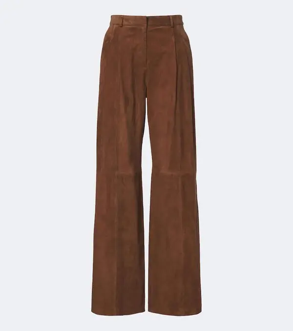 ARMA Dena Pleated Suede Wide-leg Pants - Brown