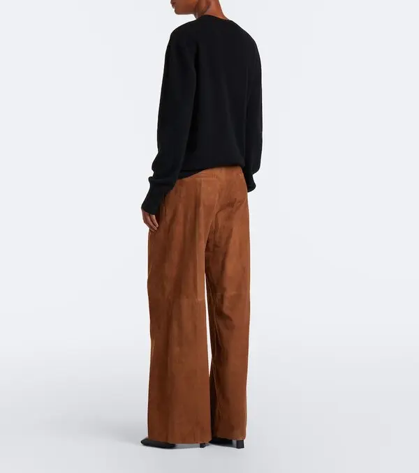ARMA Dena Pleated Suede Wide-leg Pants