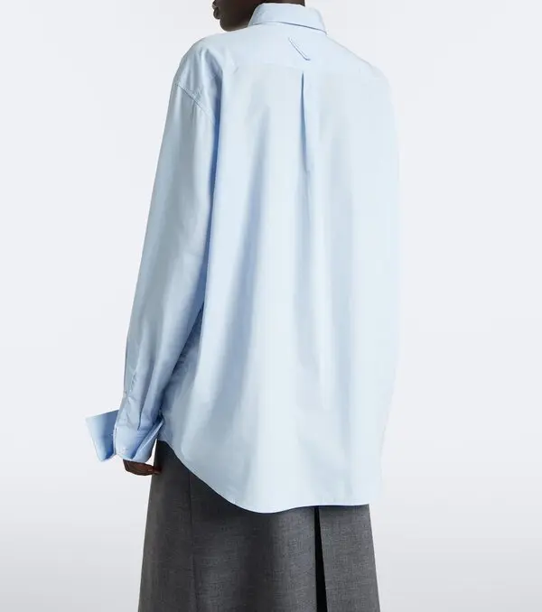 Prada Tie-neck Cotton Poplin Shirt