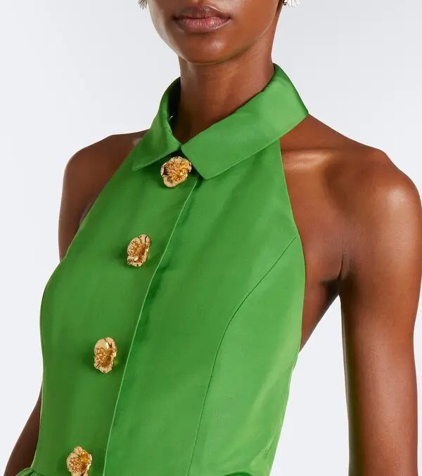 Carolina Herrera Embellished Pleated Silk Gown