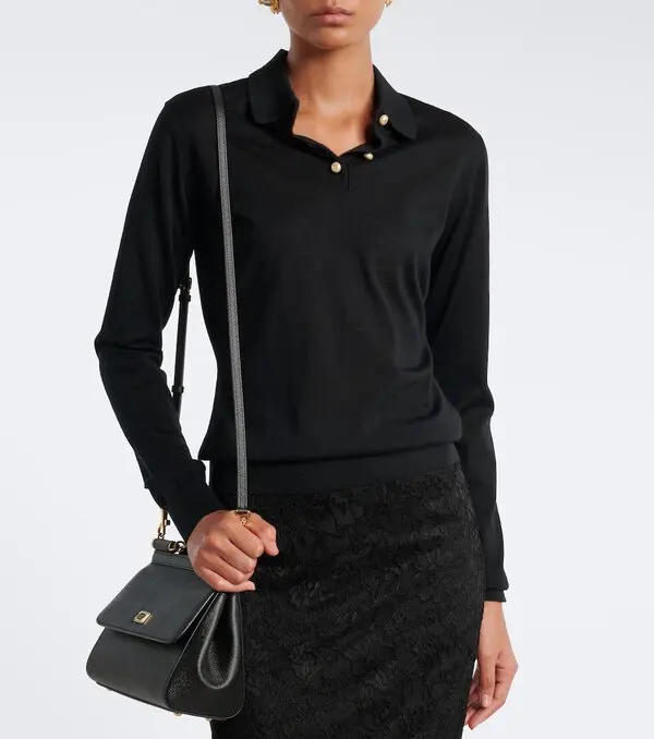 Dolce & Gabbana Embellished Cashmere Polo Sweater
