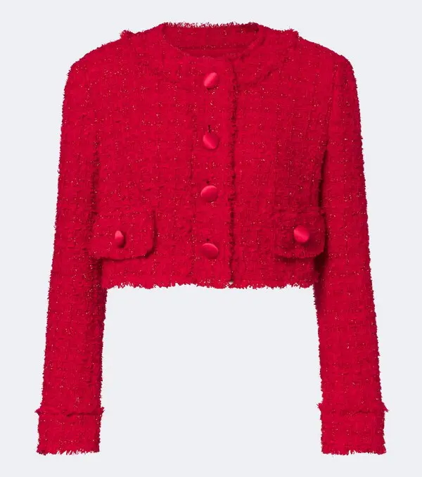 Dolce & Gabbana Cropped Cotton-blend Tweed Jacket - Red