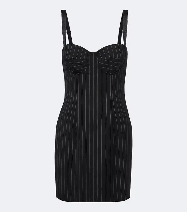 Dolce & Gabbana Pinstriped Wool And Silk-blend Bustier Dress