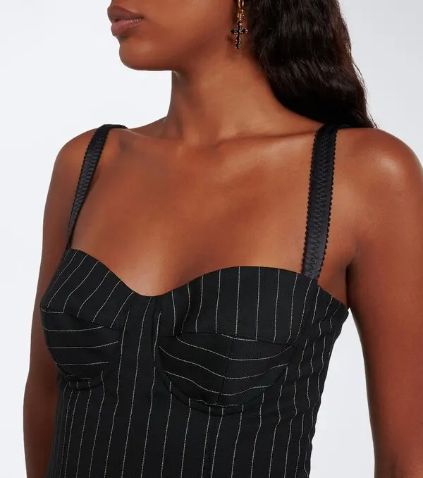 Dolce & Gabbana Pinstriped Wool And Silk-blend Bustier Dress