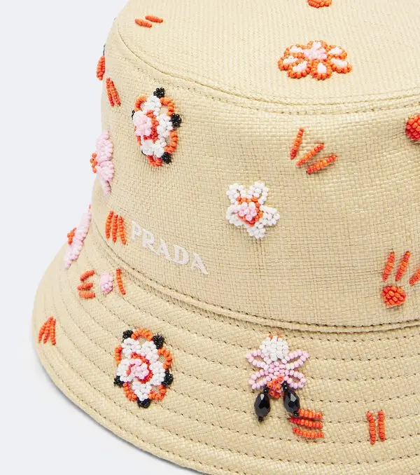 Prada Embroidered Canvas Bucket Hat