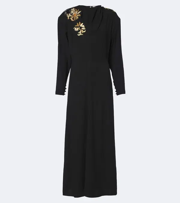 Isabel Marant Étoile Samsha Embellished Crepe Maxi Dress