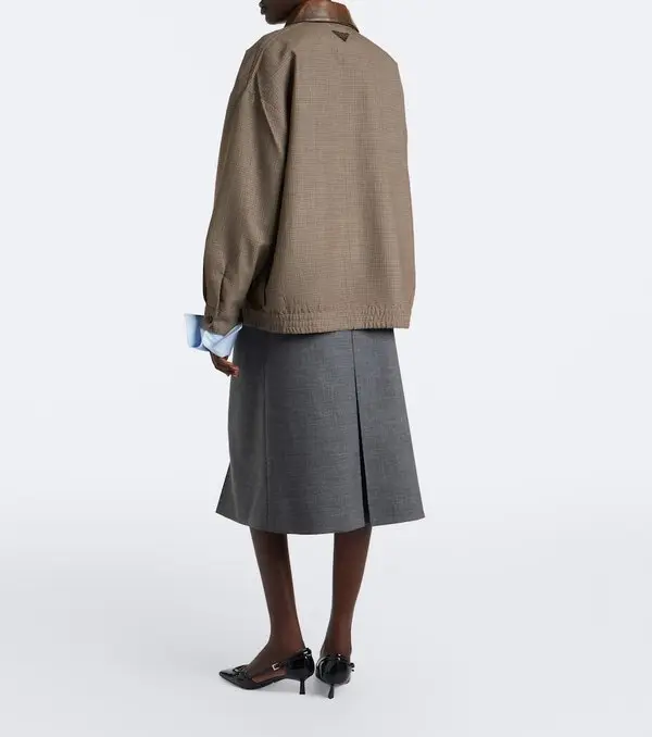 Prada Layered Pleated Wool Midi Skirt