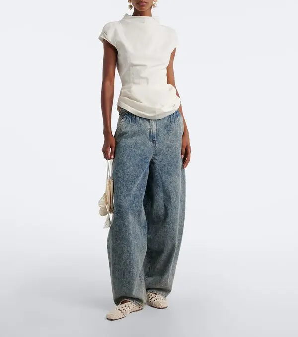 Magda Butrym Draped Cotton And Silk Top