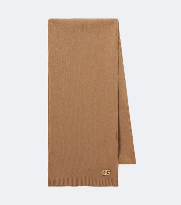 Dolce & Gabbana Dg Embellished Virgin Wool Scarf - Brown