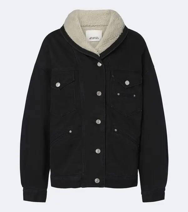 Isabel Marant Étoile Pimia Fleece-trimmed Denim Jacket - Black