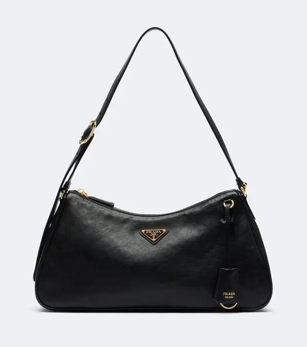 Prada Aimee Large Leather Shoulder Bag