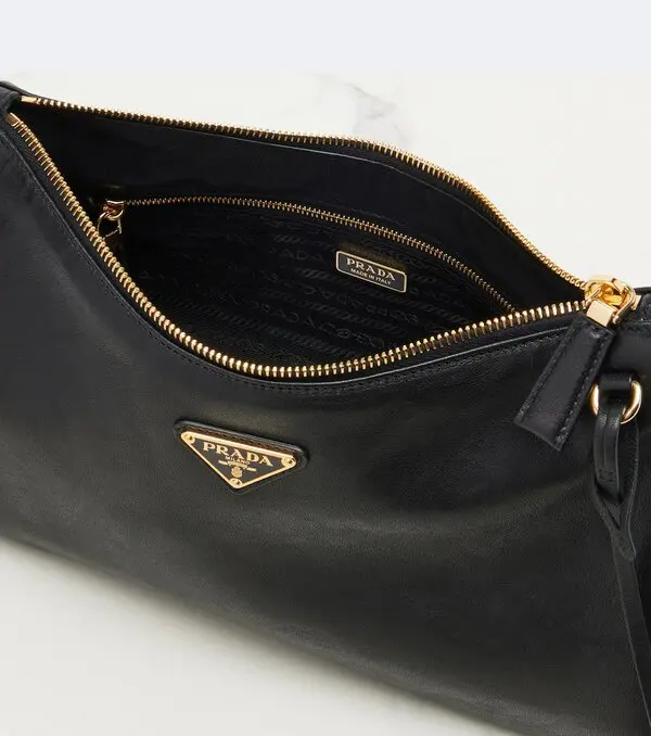 Prada Aimee Large Leather Shoulder Bag