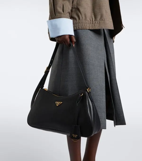 Prada Aimee Large Leather Shoulder Bag