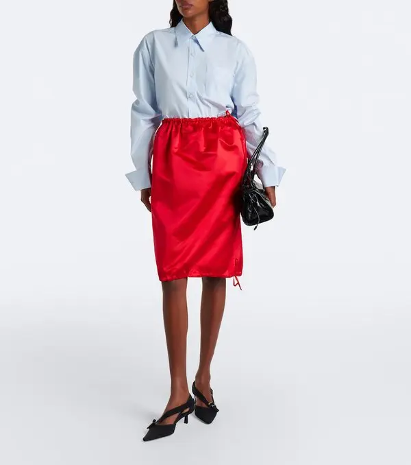 Prada Silk Satin Midi Skirt