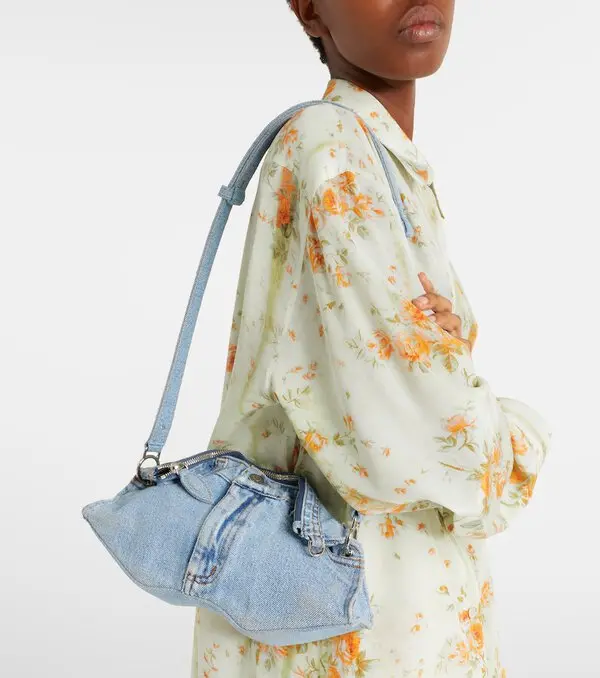 Alexander McQueen Manta Small Denim Shoulder Bag