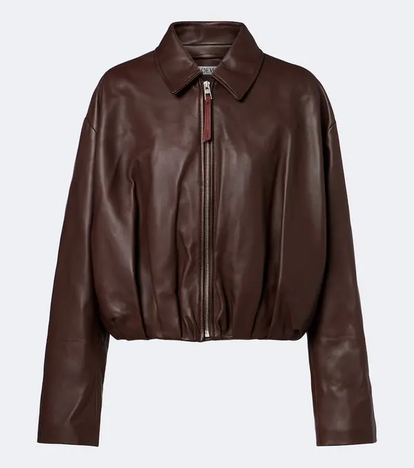 Loewe Draped Leather Jacket - Brown