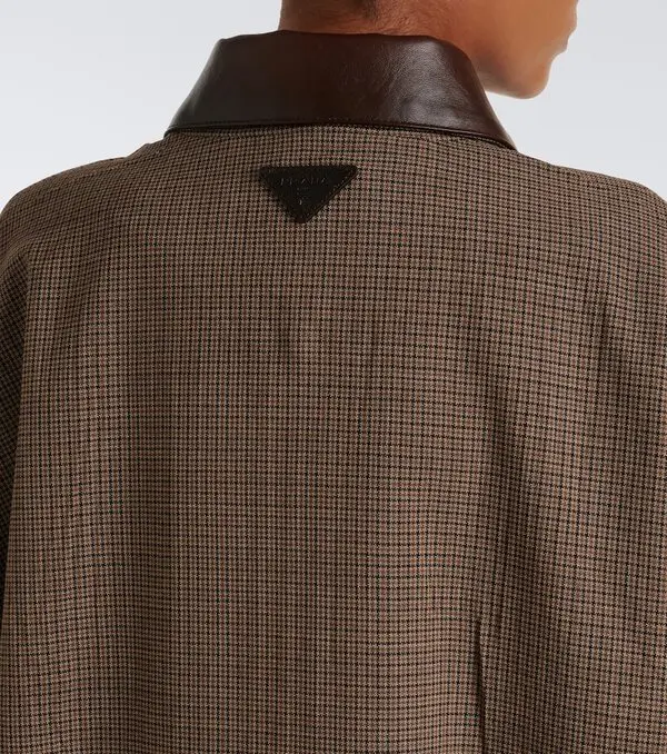 Prada Houndstooth Virgin Wool Blouson Jacket