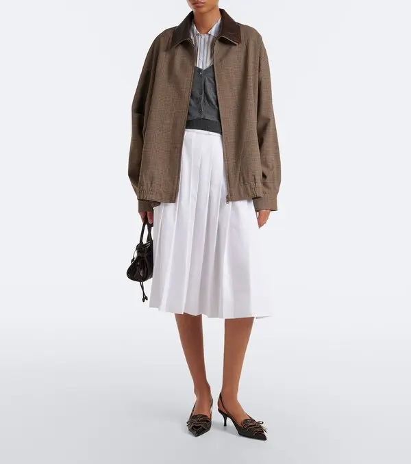 Prada Houndstooth Virgin Wool Blouson Jacket
