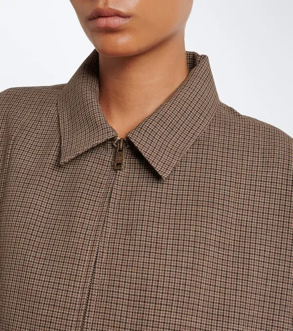 Prada Houndstooth Virgin Wool Blouson Jacket