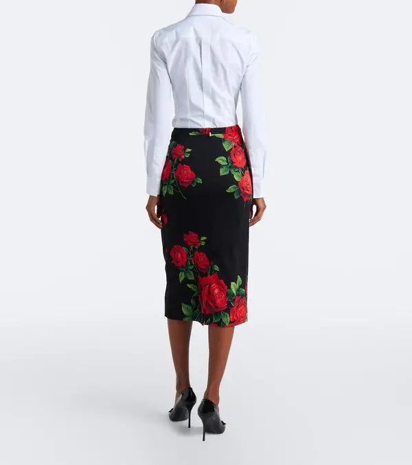 Dolce & Gabbana Floral Silk-blend Pencil Skirt