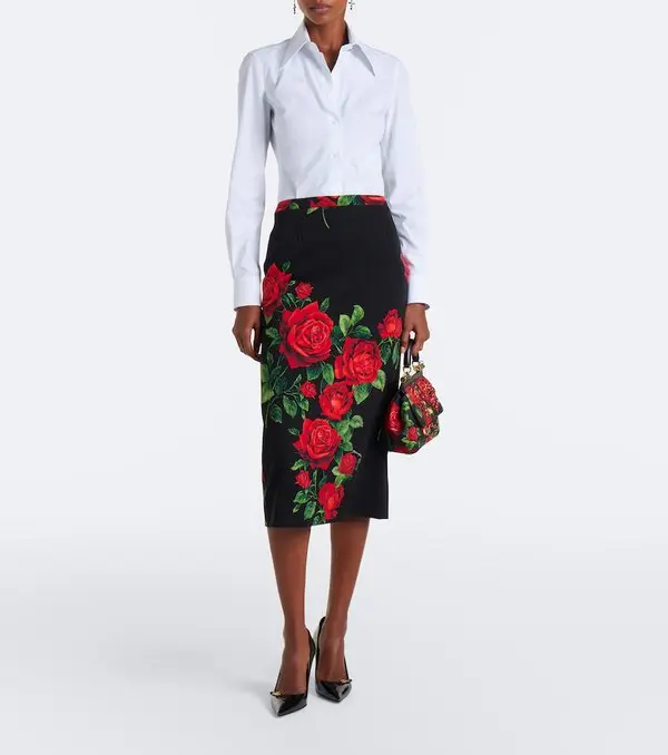 Dolce & Gabbana Floral Silk-blend Pencil Skirt