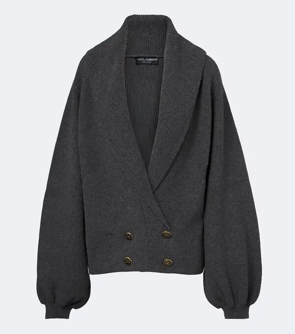 Dolce & Gabbana Embellished Virgin Wool Cardigan - Grey