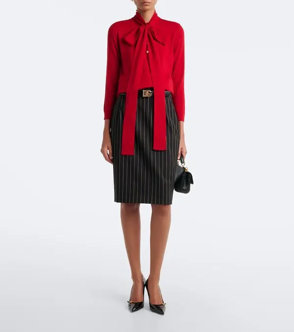Dolce & Gabbana Pinstriped Wool Pencil Skirt
