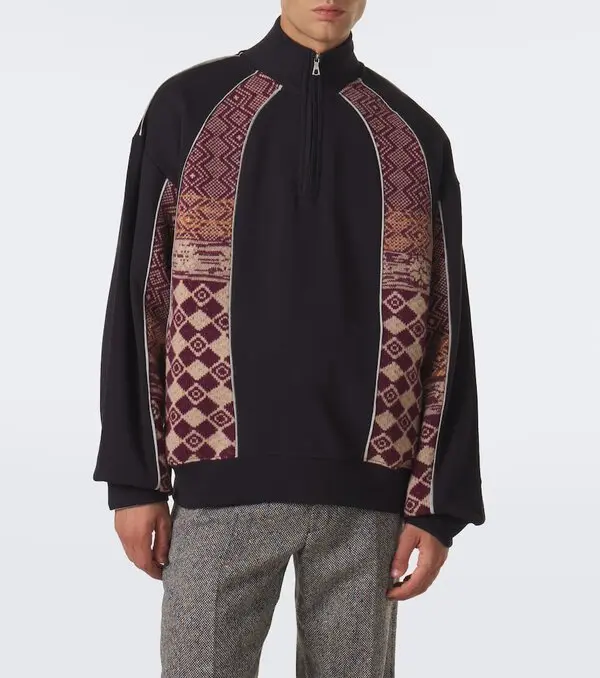 Dries Van Noten Cotton And Wool Half-zip Sweater