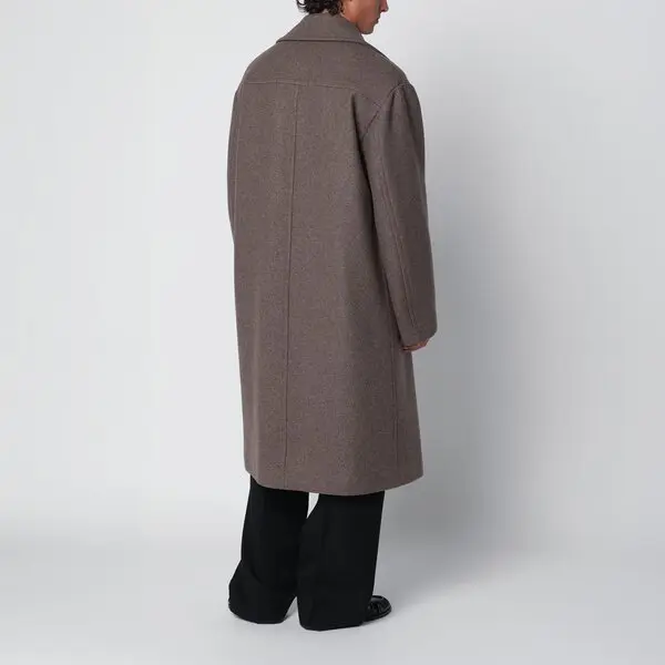 Dries Van Noten Taupe Double-breasted Coat In A Wool Blend