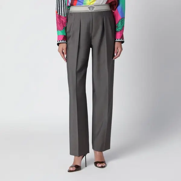 Versace Cold Mohair Wool Trousers - Grey