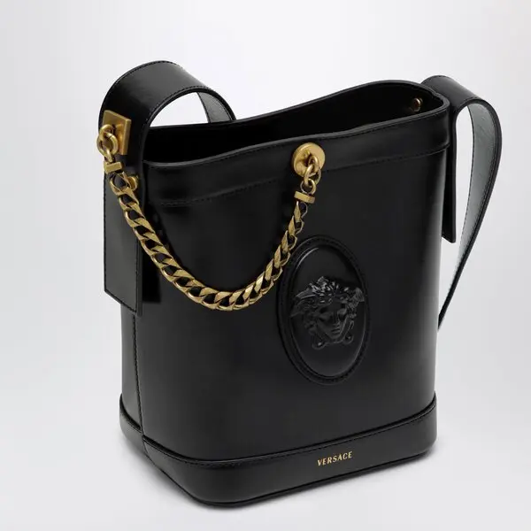 Versace Leather Bucket Bag - Black