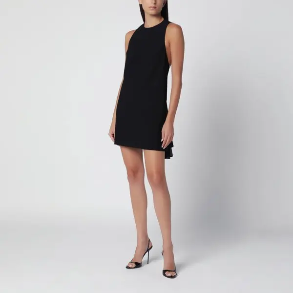 ROTATE BY BIRGER CHRISTENSEN Trapeze Mini Dress In Crepe - Black